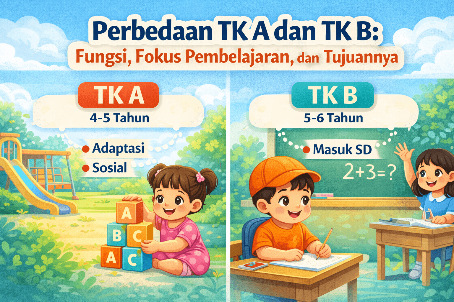 Perbedaan TK A dan TK B: Fungsi, Fokus, dan Usia Anak